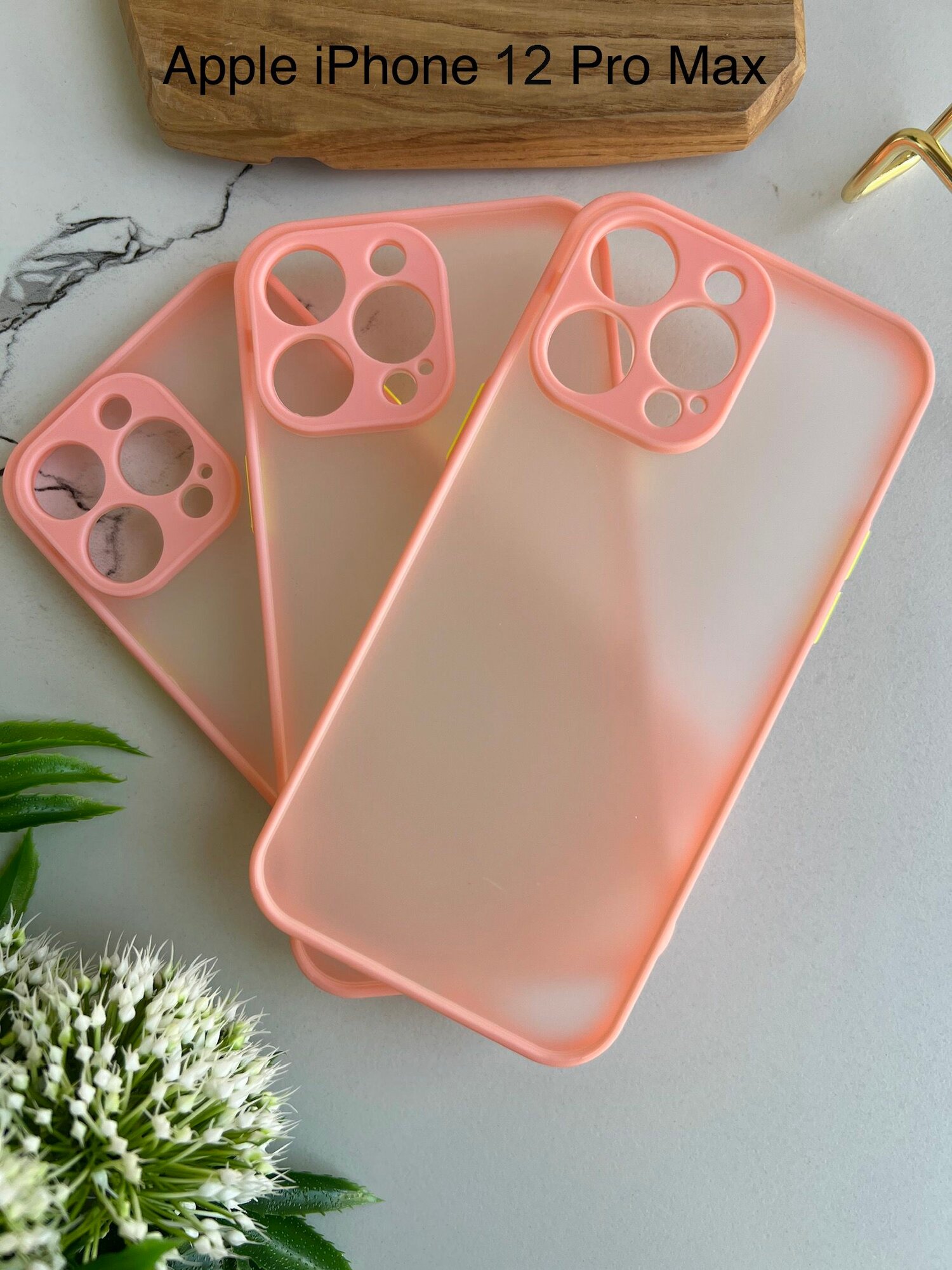 Чехол для айфон 12 про макс / iphone 12 pro max, розовый, прозрачный, защита камеры
