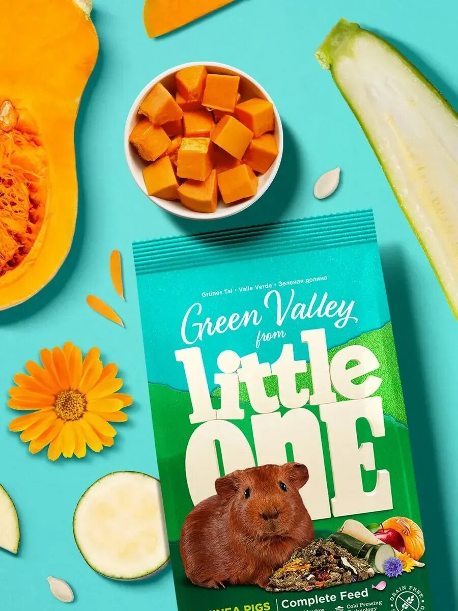 Корм LITTLE ONE "Green Valley" Зеленая долина для морских свинок, 4 штуки по 750г