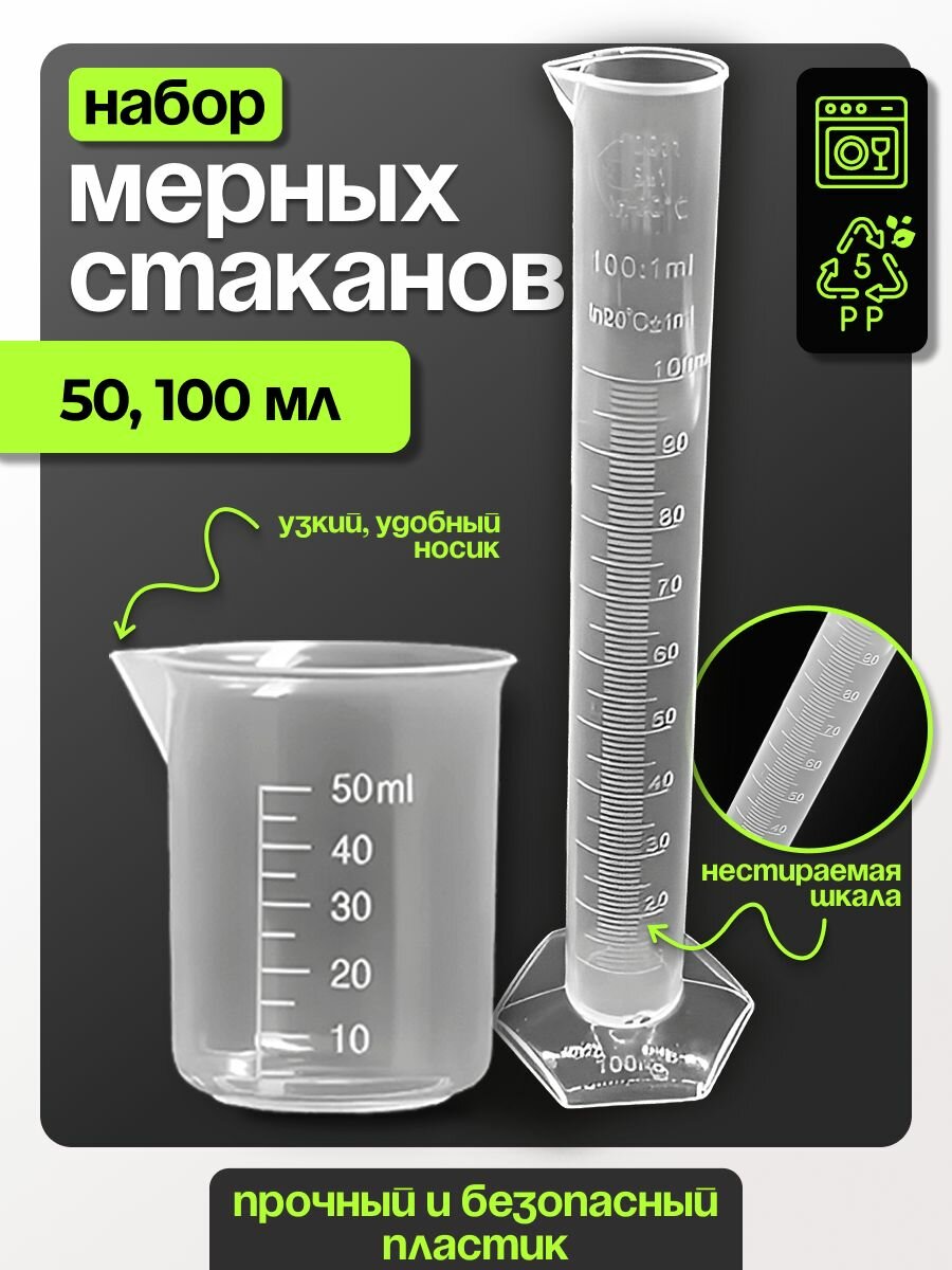Мерный цилиндр 100 мл с стаканом 50 мл