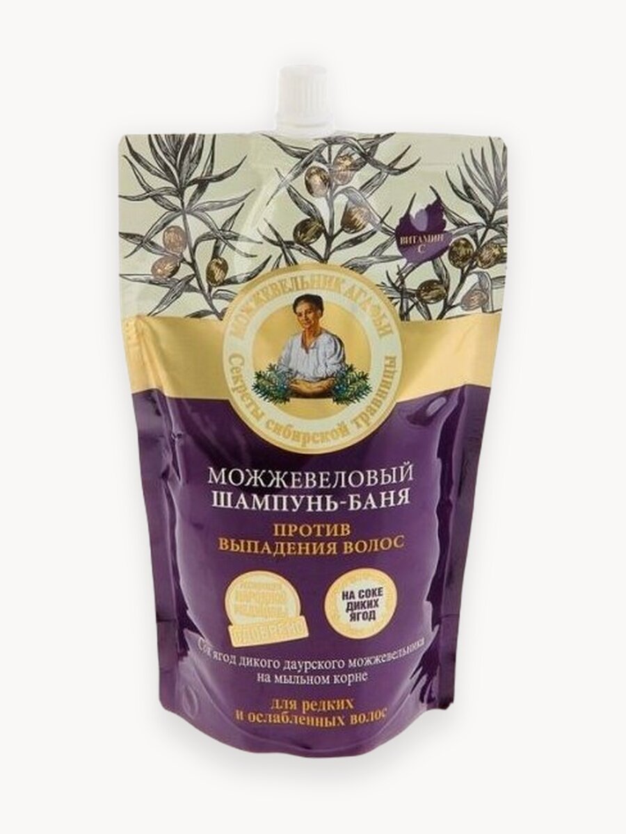 Шампунь-баня против выпадения волос Рецепты Бабушки Агафьи Можжевеловый, 500 мл (дой-пак)