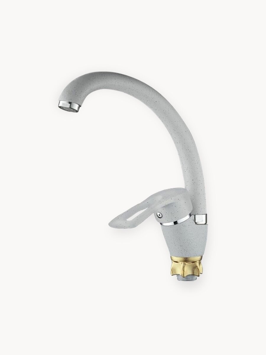 Смеситель кран поворотный, однорычажный, для кухни и раковины, высота 24 см