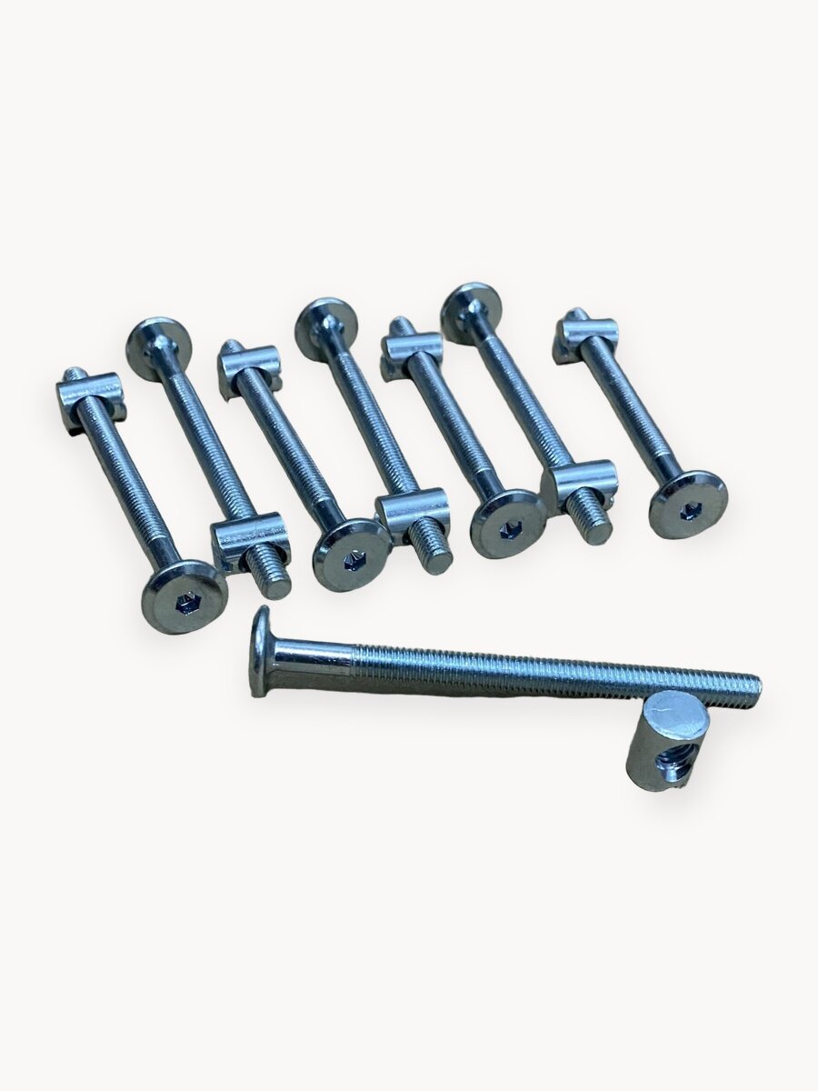 Стяжки мебельные Бочонок с винтами (8+8шт) М6*80мм Fitinguru