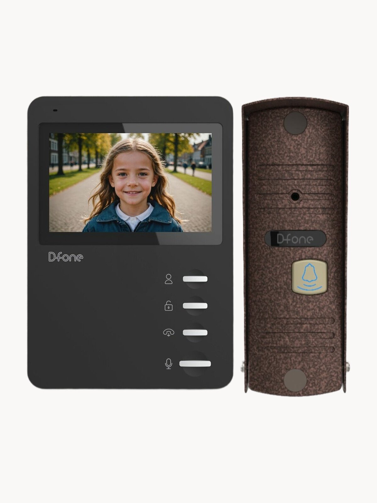 Комплект видеодомофона для квартиры и дома D-fone Mini 4 Plus Kit, черный - бронза