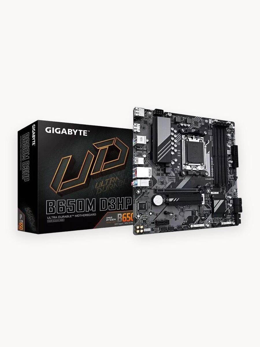 Материнская плата Gigabyte B650M D3HP SocketAM5 AMD B650 4xDDR5 mATX AC`97 8ch(7.1) 2.5Gg RAID+HDMI+DP