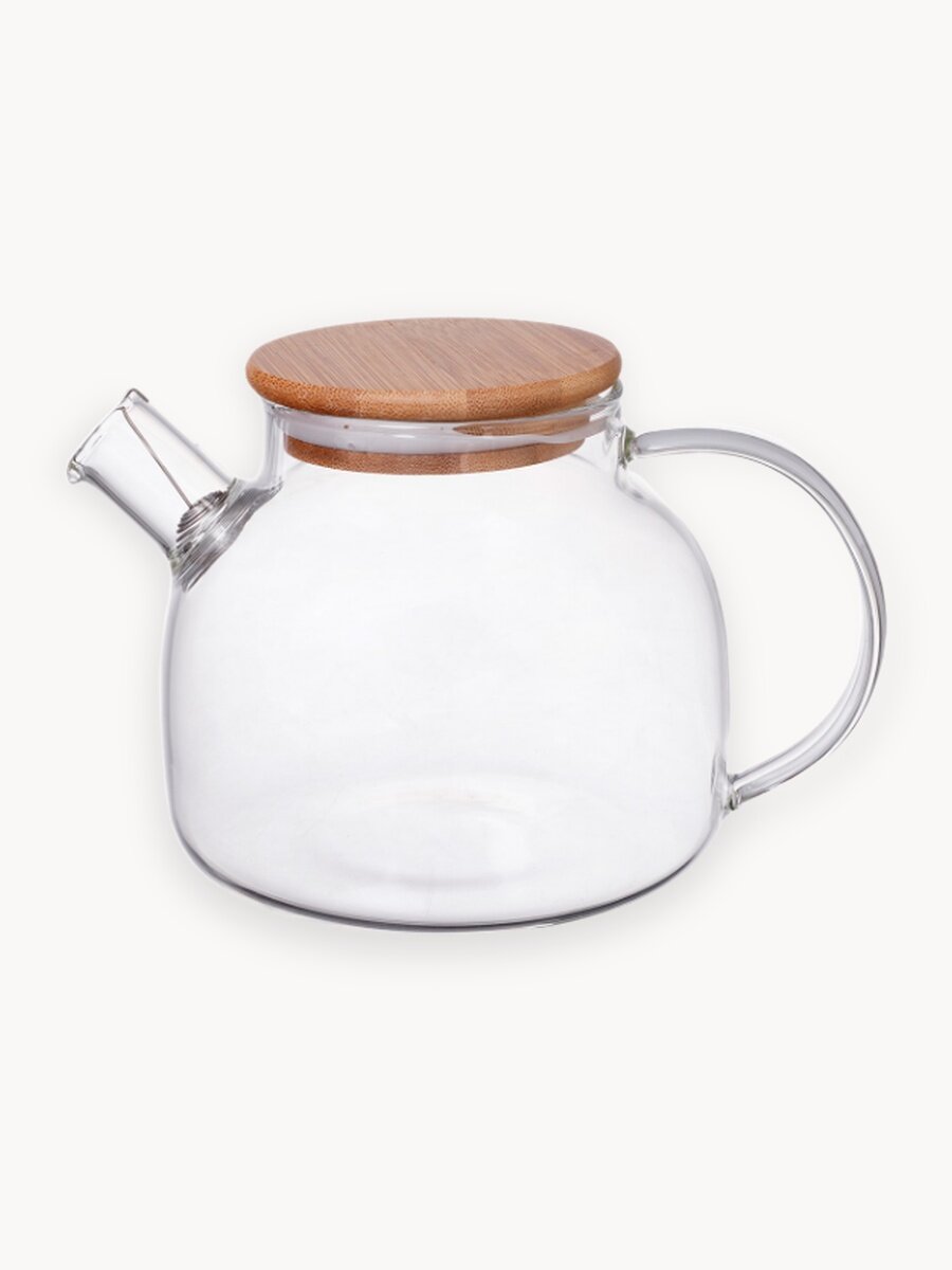 Чайник заварочный Essentea Белые Сердца, с бамбуковой крышкой и подставкой, 1000 мл