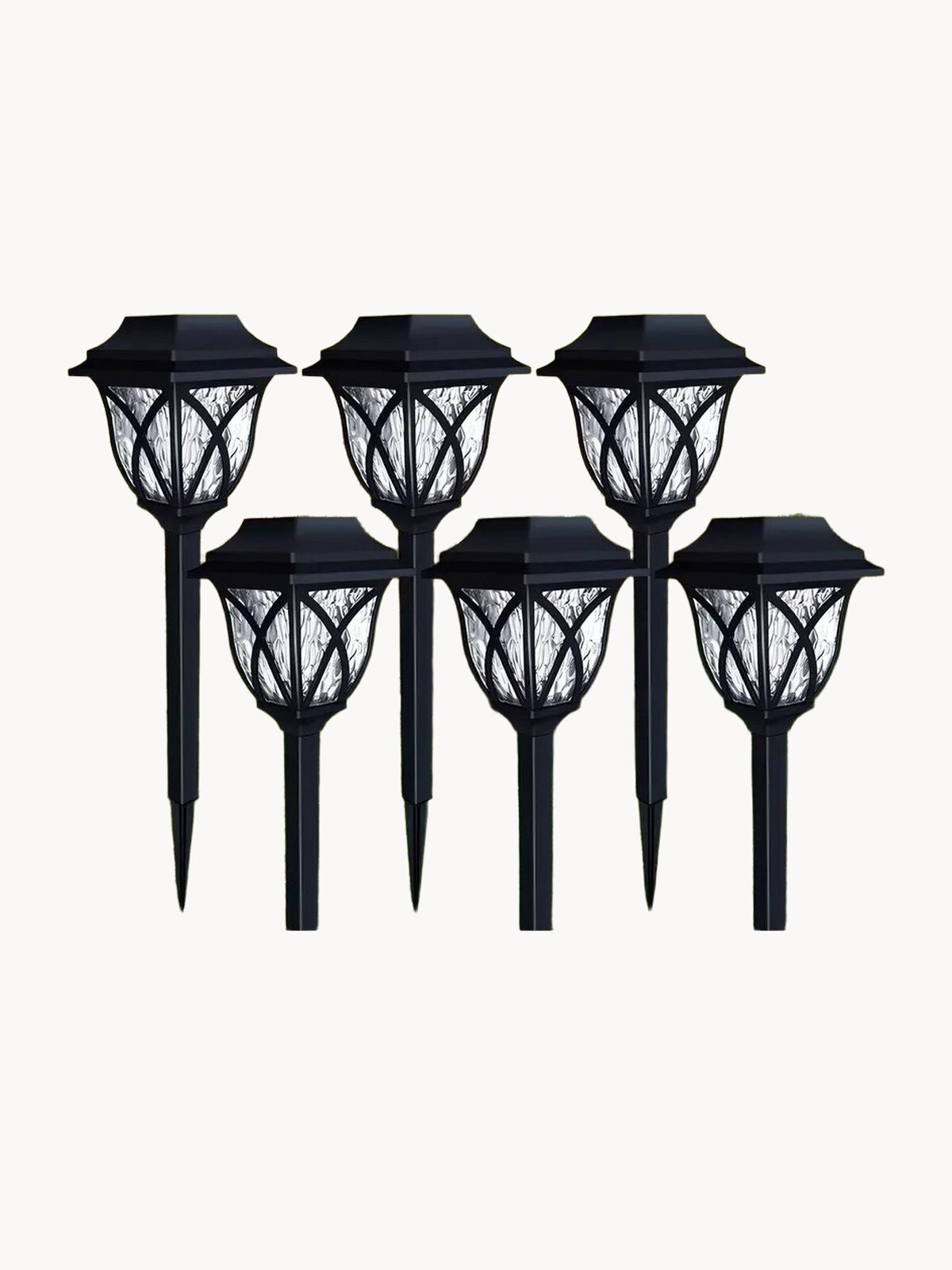 Садовые светильники "Ретро-1", на солнечной батарее, 6 шт, датчик освещения, черный