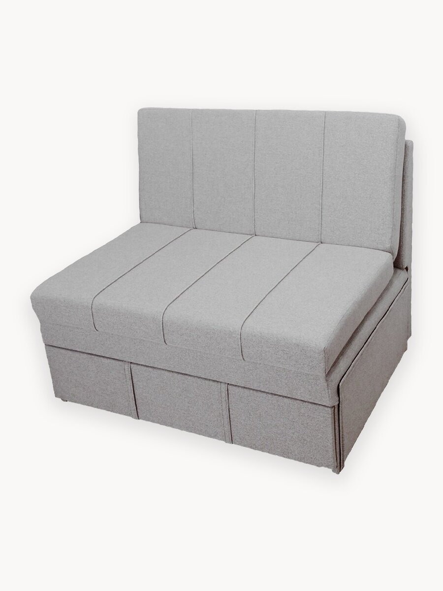 Прямой диван-кровать StylChairs Сёма 90 без подлокотников, обивка: ткань рогожка, цвет: светло-серый