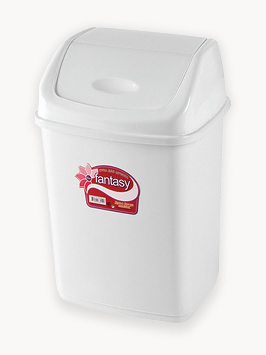 Урна для мусора с качающейся крышкой DDSTYLE, 23.5х19х36 см (10 л.) Белый