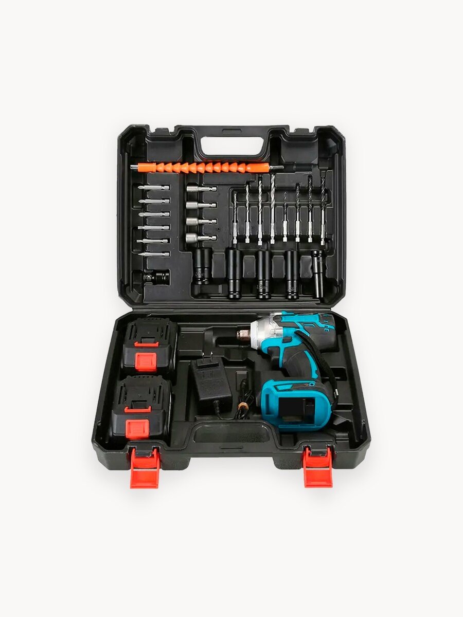Гайковерт ударный аккумуляторный К-380 Hm в кейсе c АКБ-2шт 18V Li-Ion и зу, 26 предметов (биты, головки, сверла)