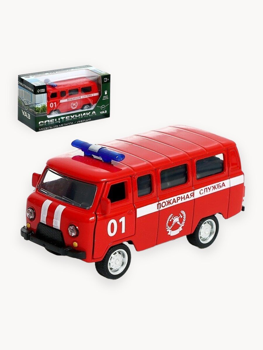 Машина металлическая "УАЗ 3962. Пожарная служба" инерция, 1:43, Автоград