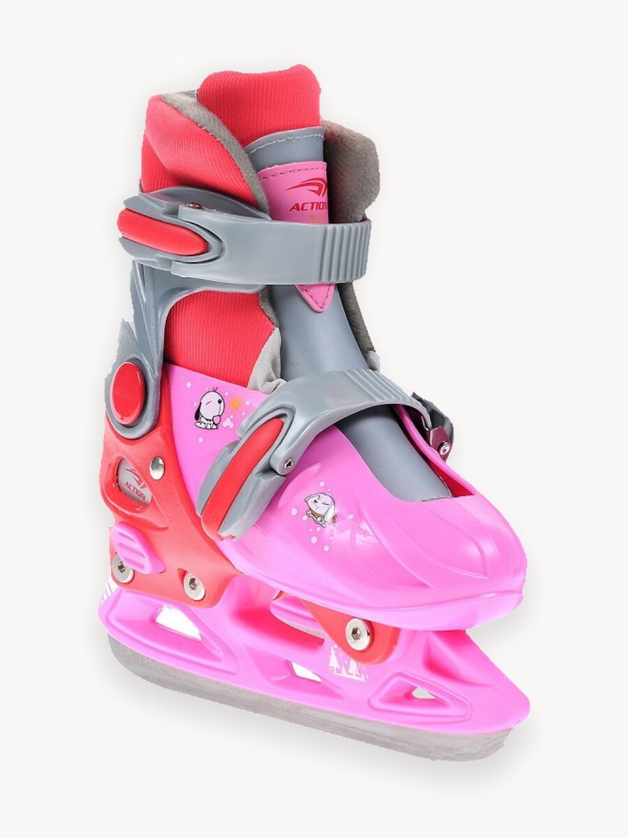 Коньки детские раздвижные Action PW-223, 29-32 размер, розовые