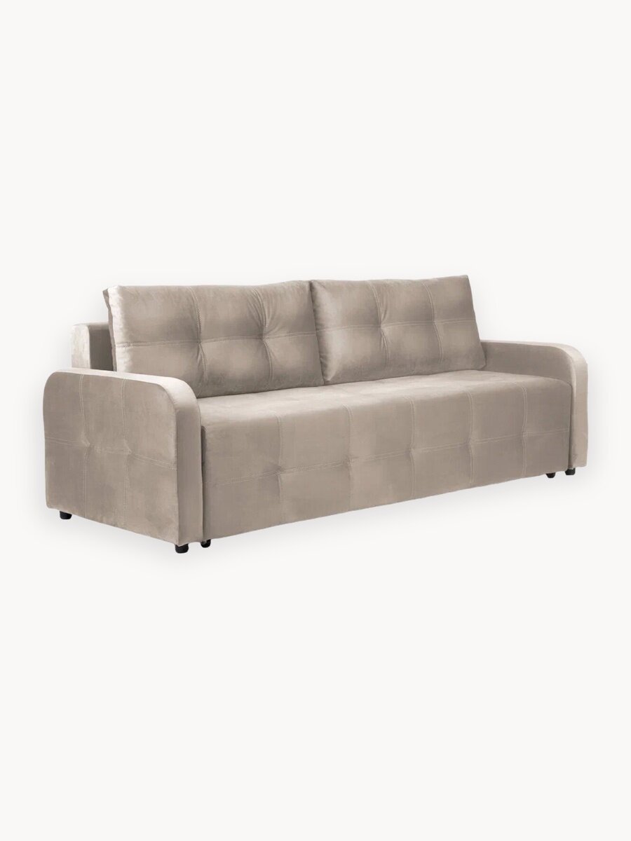 Диван-кровать "Ноттингем 02", 200х89х90, Еврокнижка, бежевый велюр, Divan24