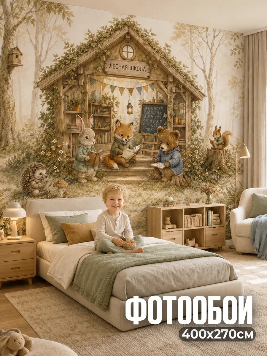 Фотообои детские 400х270 флизелиновые "Лесная школа"