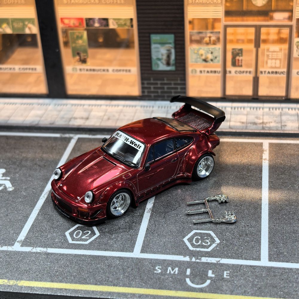 (No Packaging Box.) Машинка Xcartoys X Pop Race 1:64 Porsche Rose Red RWB 930 Rauh-Welt Diecast Alloy Car Collection GIfts