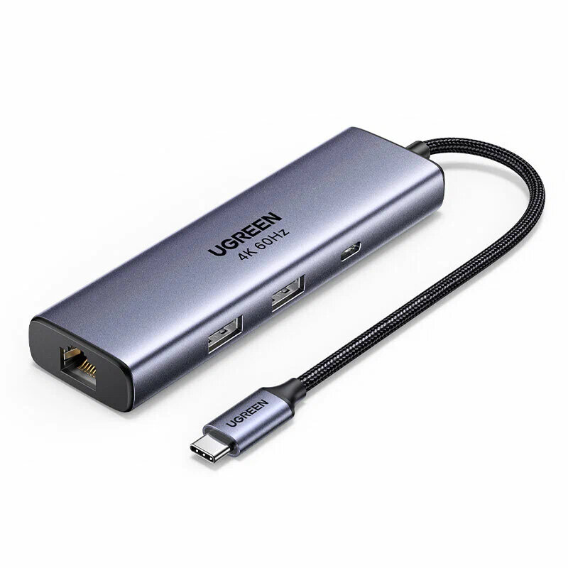 Хаб UGREEN CM512 (75643) 6 в 1 USB-C Hub серый