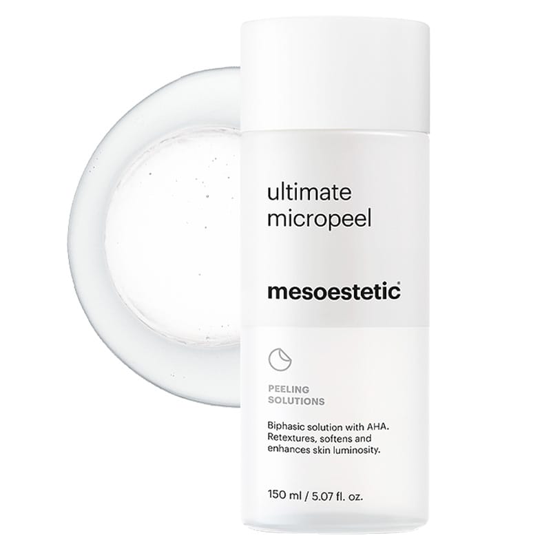 Пилинг Mesoestetic Ultimate Micropeel, микропилинг, выравнивающий несовершенства и придающий мгновенное сияние и мягкость, 150 мл