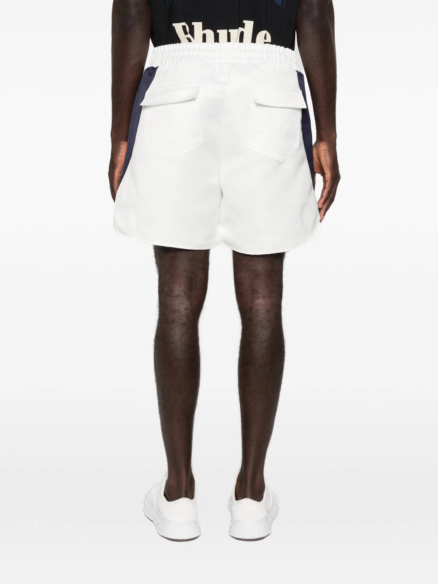Шорты Rhude Logo-print drawstring shorts, размер 48, бежевый/белый — фото 1