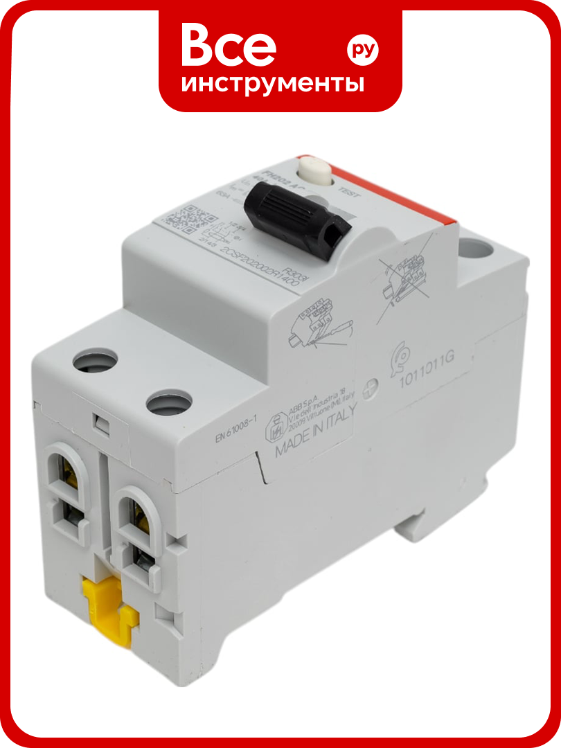 Выключатель дифференциального тока ABB FH202 AC-40/0,03 2 модуля 2CSF202002R1400 модульный электромеханический