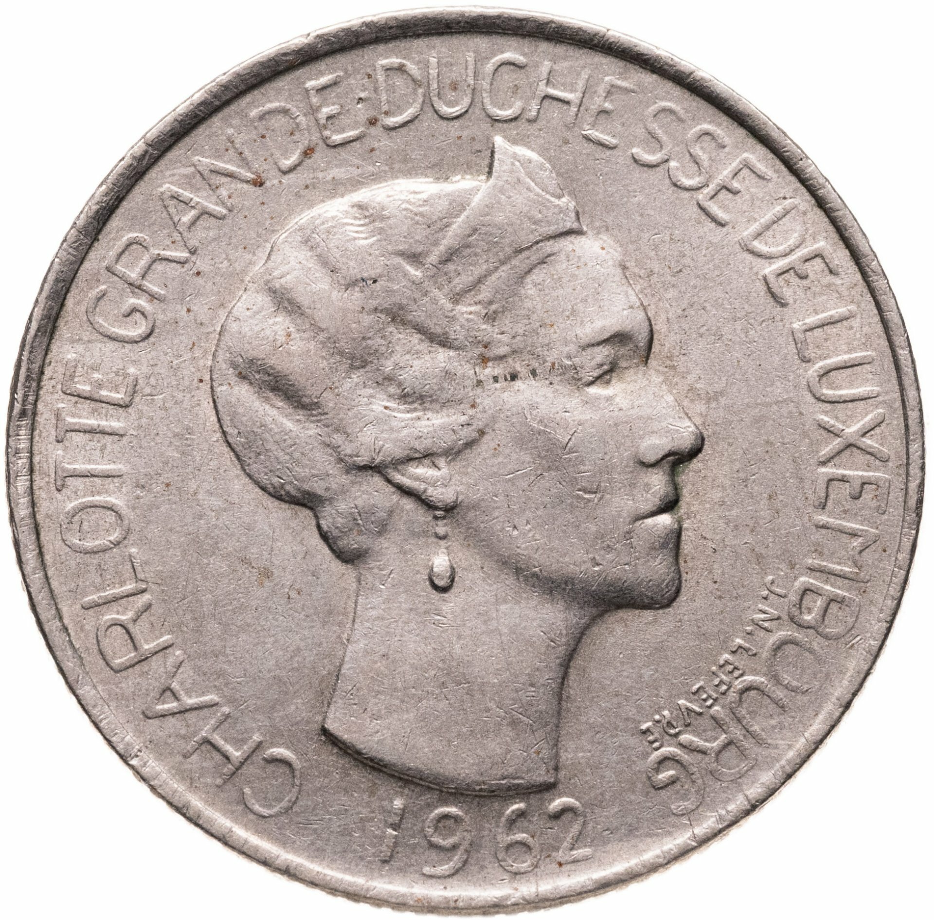 Люксембург 5 франков francs 1962, Мельхиор медь-никель, в сохранности XF-AU