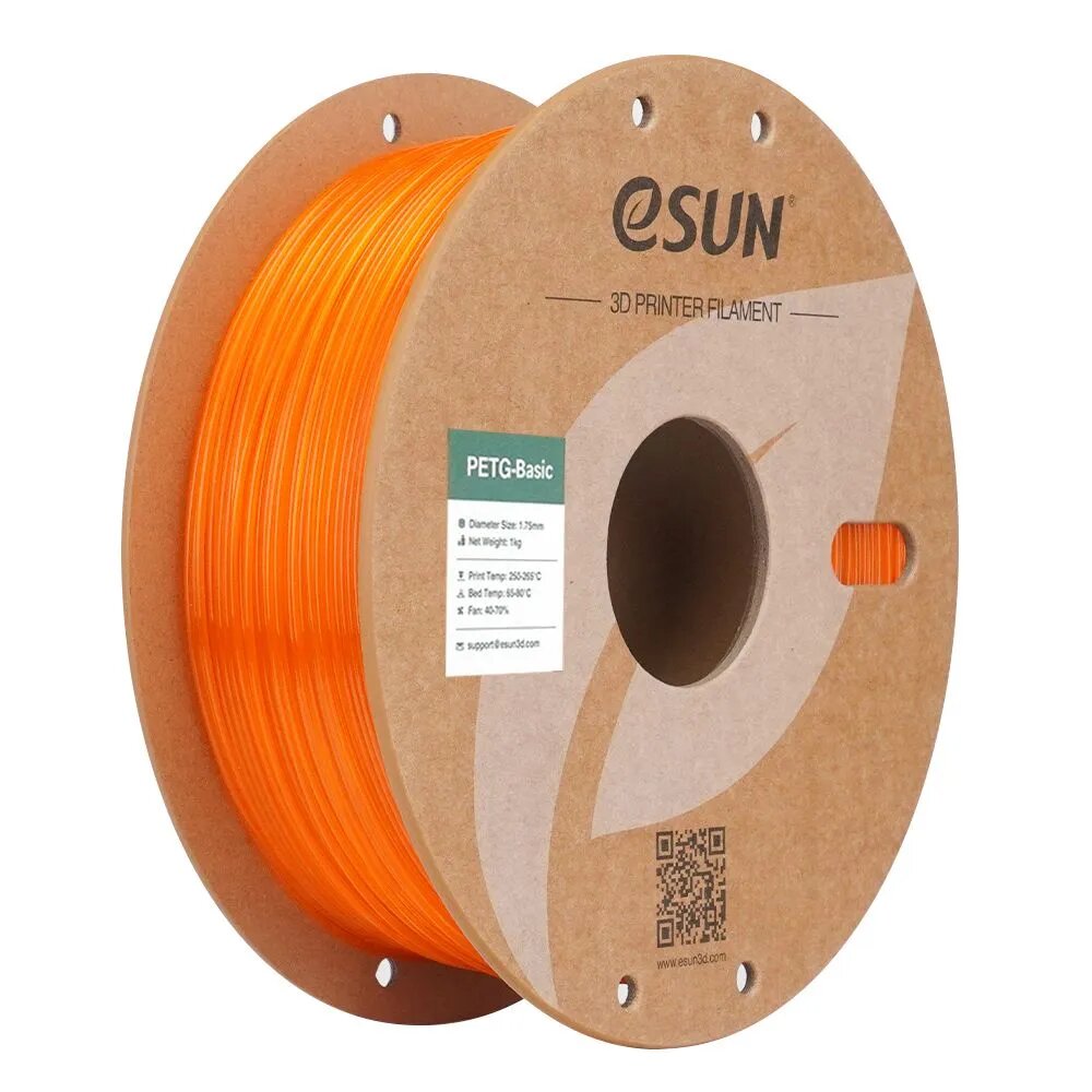 Филамент для 3д принтера PETG Basic пластик Esun, 1кг, Прозрачный оранжевый (Translucent Orange)