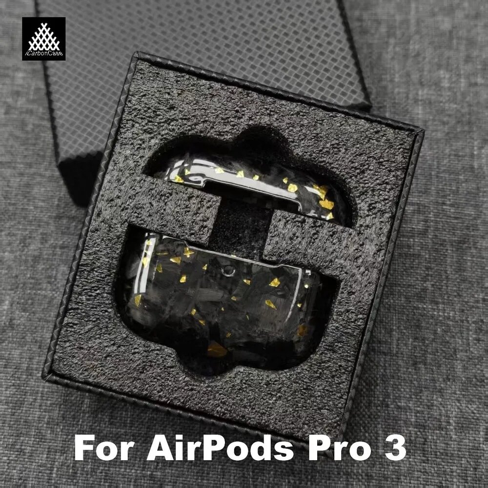 Для AirPods Pro 3 Беспроводные Bluetooth-наушники, 100% настоящий кованый карбон, сверхлегкий защитный чехол