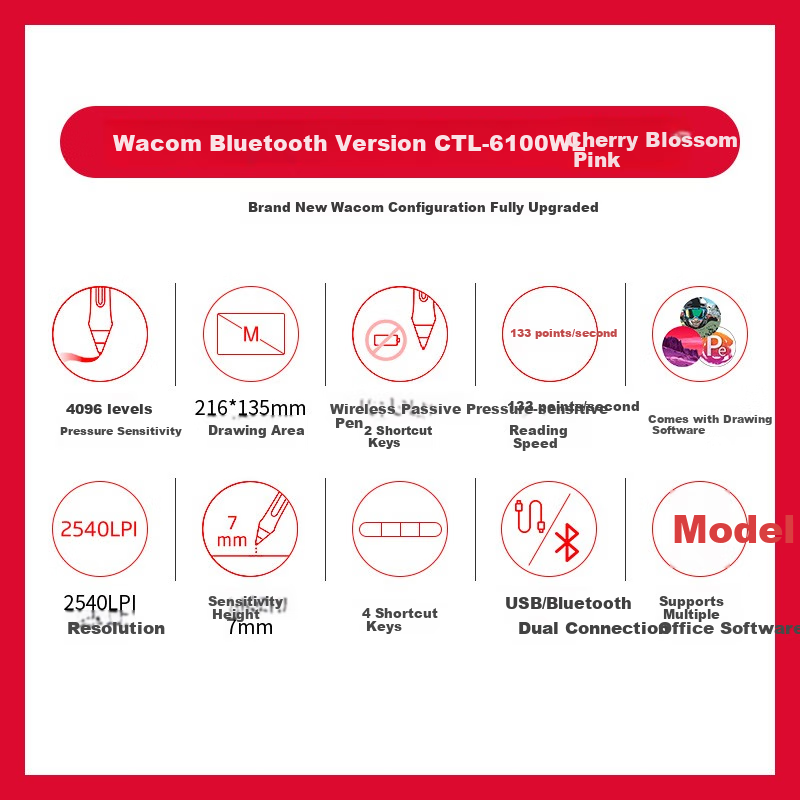 Wacom CTL-6100WLA/P0 Bluetooth графический планшет 4096 уровней давления портативная доска для рисования на ПК и