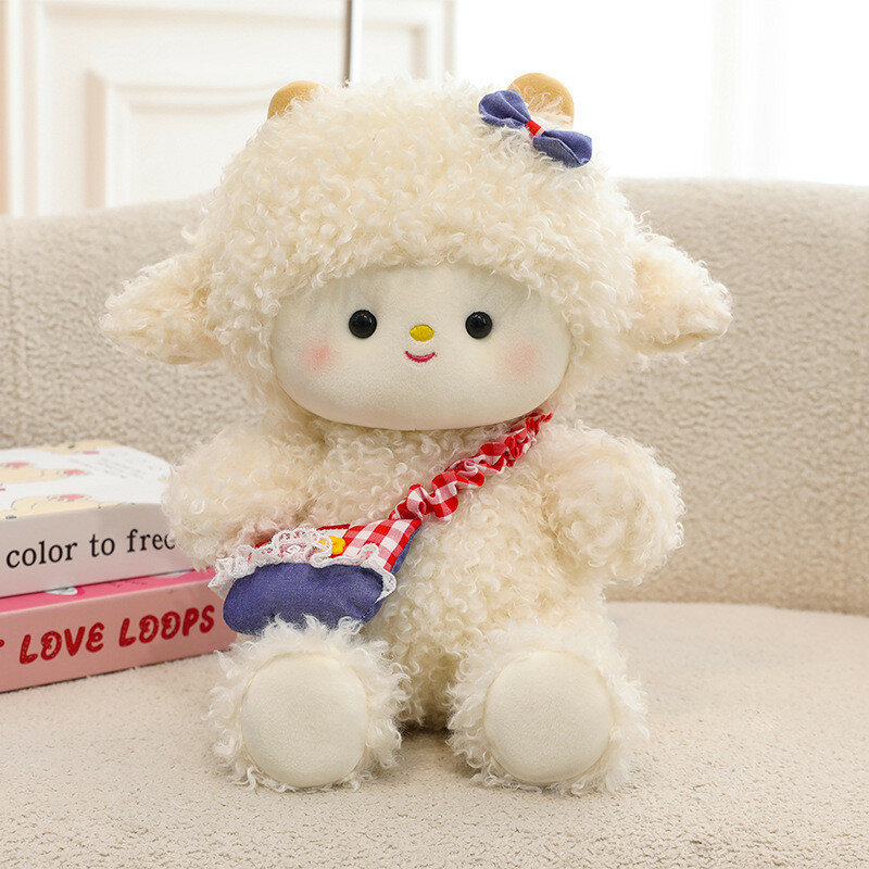 Adorable lamb plush doll with pp filling for kids nap and bedside comfort, white, 25cm