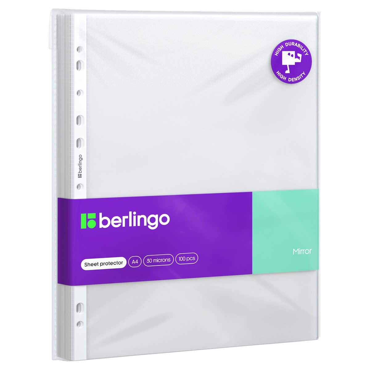 Файл-вкладыш с перфорацией Berlingo Mirror (А4, 30мкм, глянцевый) (SPm_A4030_w), 100шт.