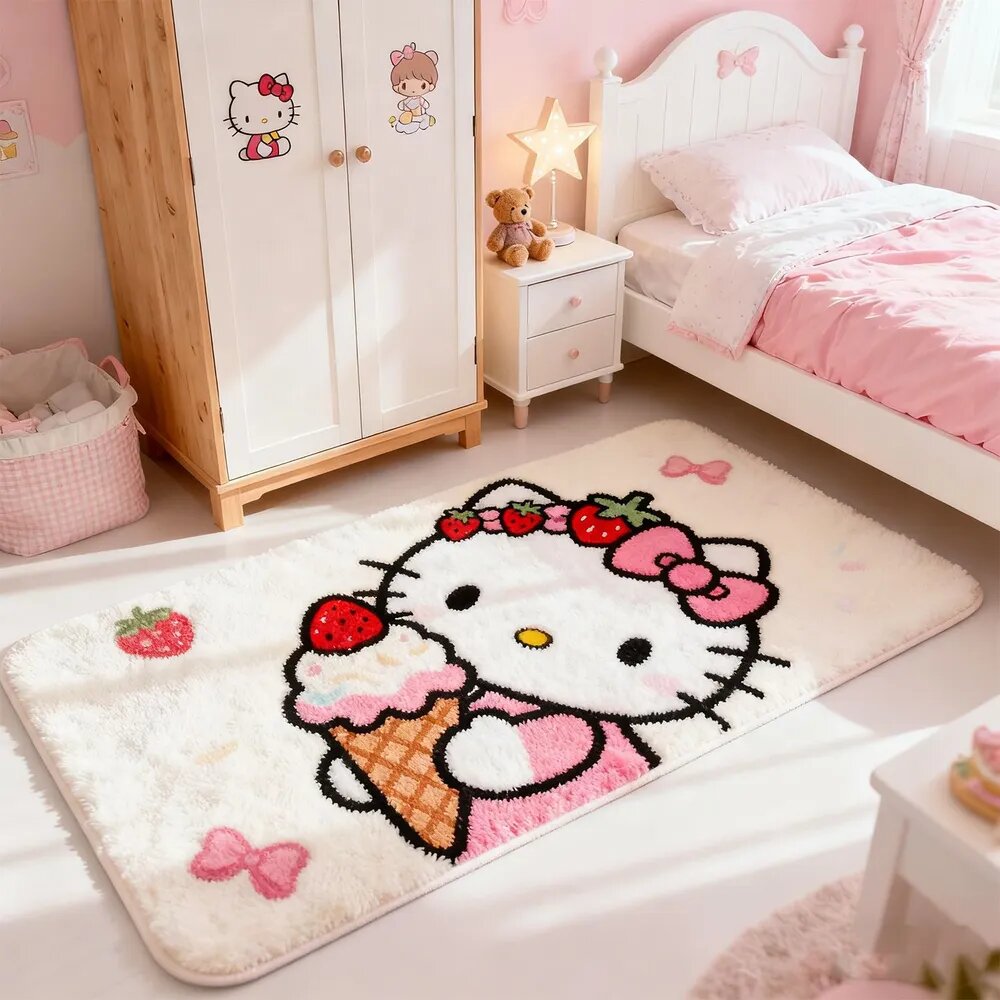 Ковер 50x80 см, детский, мультяшный, с рисунком Hello Kitty на пляже — фото 1