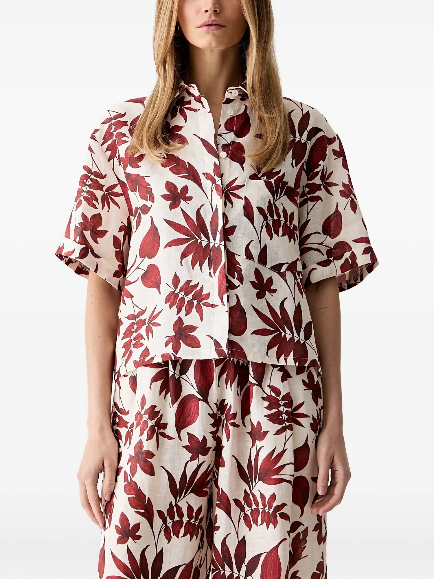 Рубашка Leaf-print short-sleeve shirt