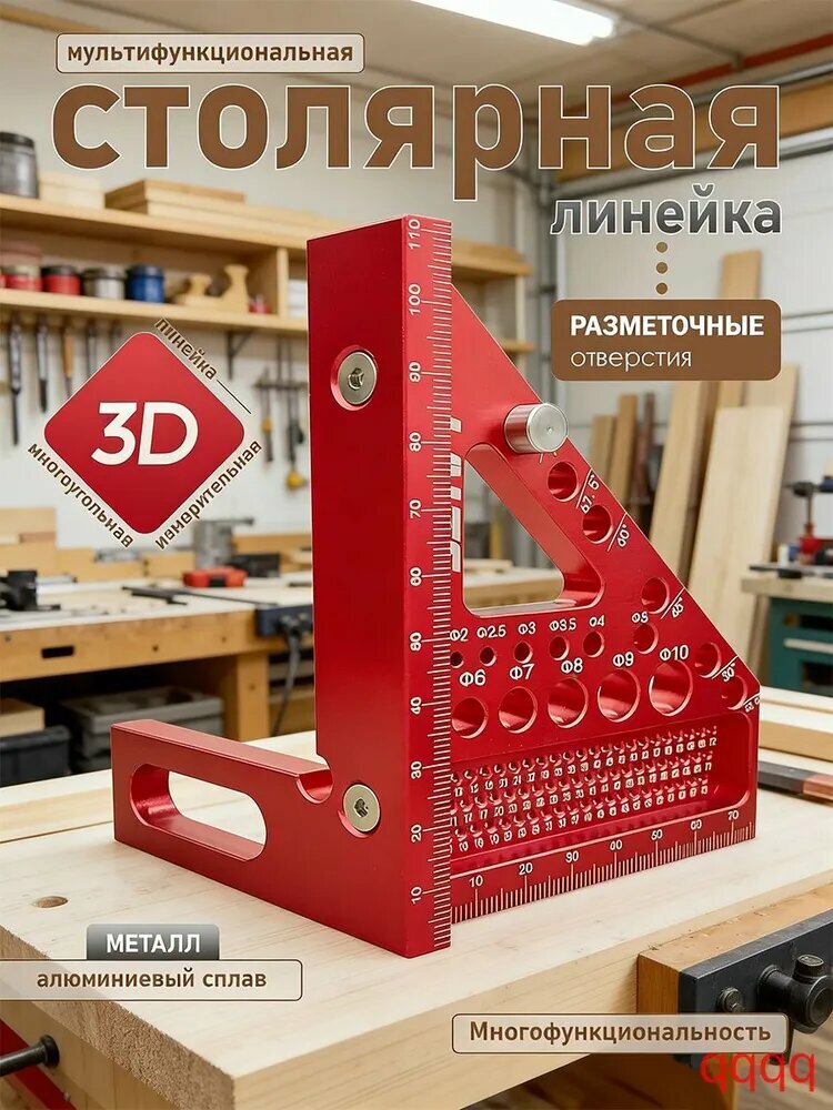 Линейка, угольник строительный 112мм х 85мм, Алюминий