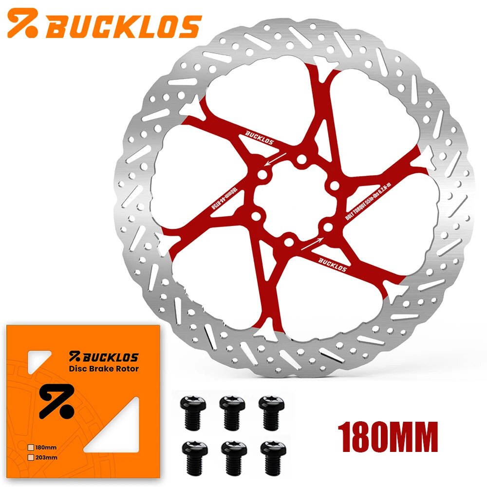 BUCKLOS RT58 Ротор дискового тормоза 140/160/180/203 мм Красный, RED-180mm