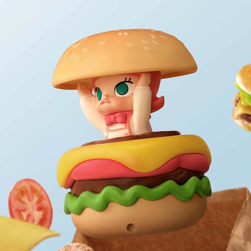POP MART Molly Bread Head Series Hide and Seek Burger Figurine - Подтвержденный стиль, новый нераспечатанный или