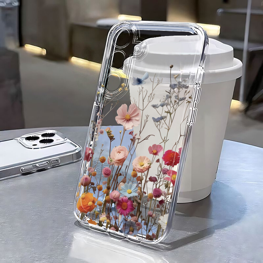 Чехол для смартфона S21+ 5G из TPU, полностью облегающий, с цветочным принтом, разноцветный