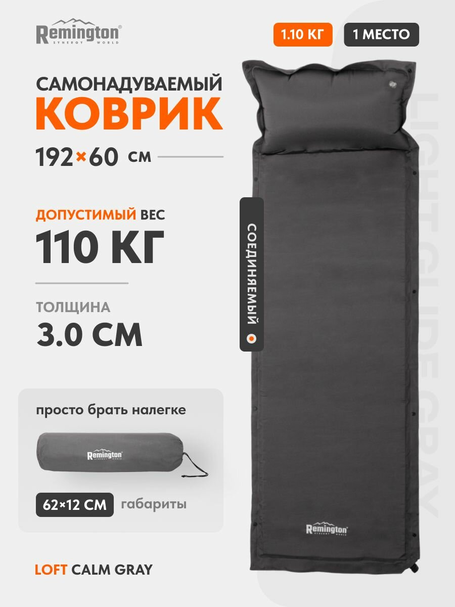 Коврик туристический самонадувающийся Remington Loft Calm Gray