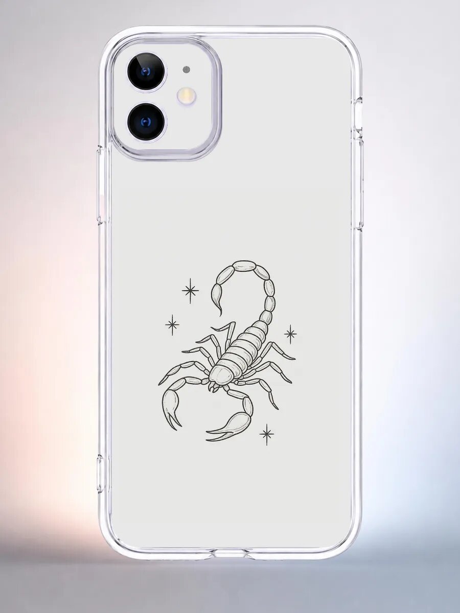 Чехол iPhone 11 скорпион со звёздами арт силиконовый