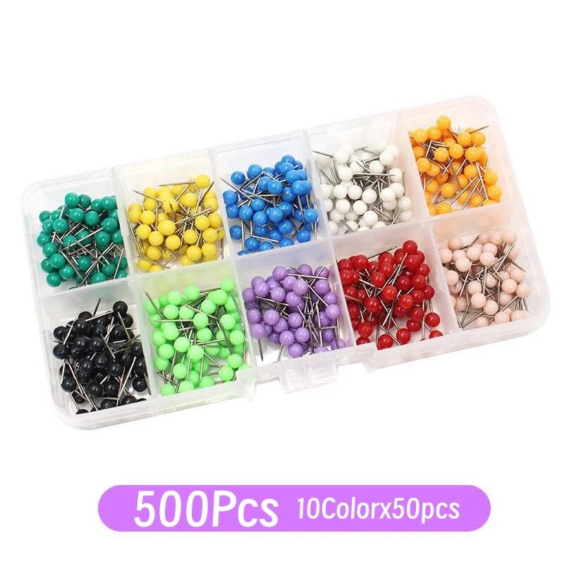Цветные канцелярские кнопки-гвоздики металлические 500/600 шт. 500pcs