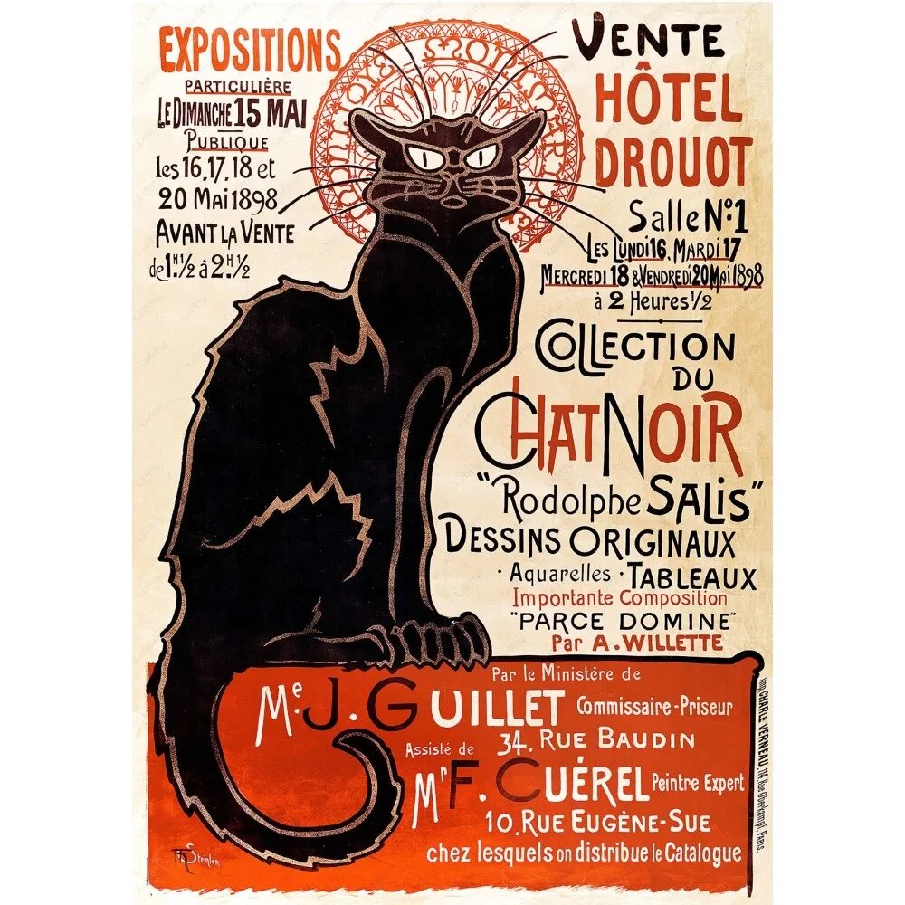 Le Chat Noir Art Painting Постер 40X50cmNoframe, z1