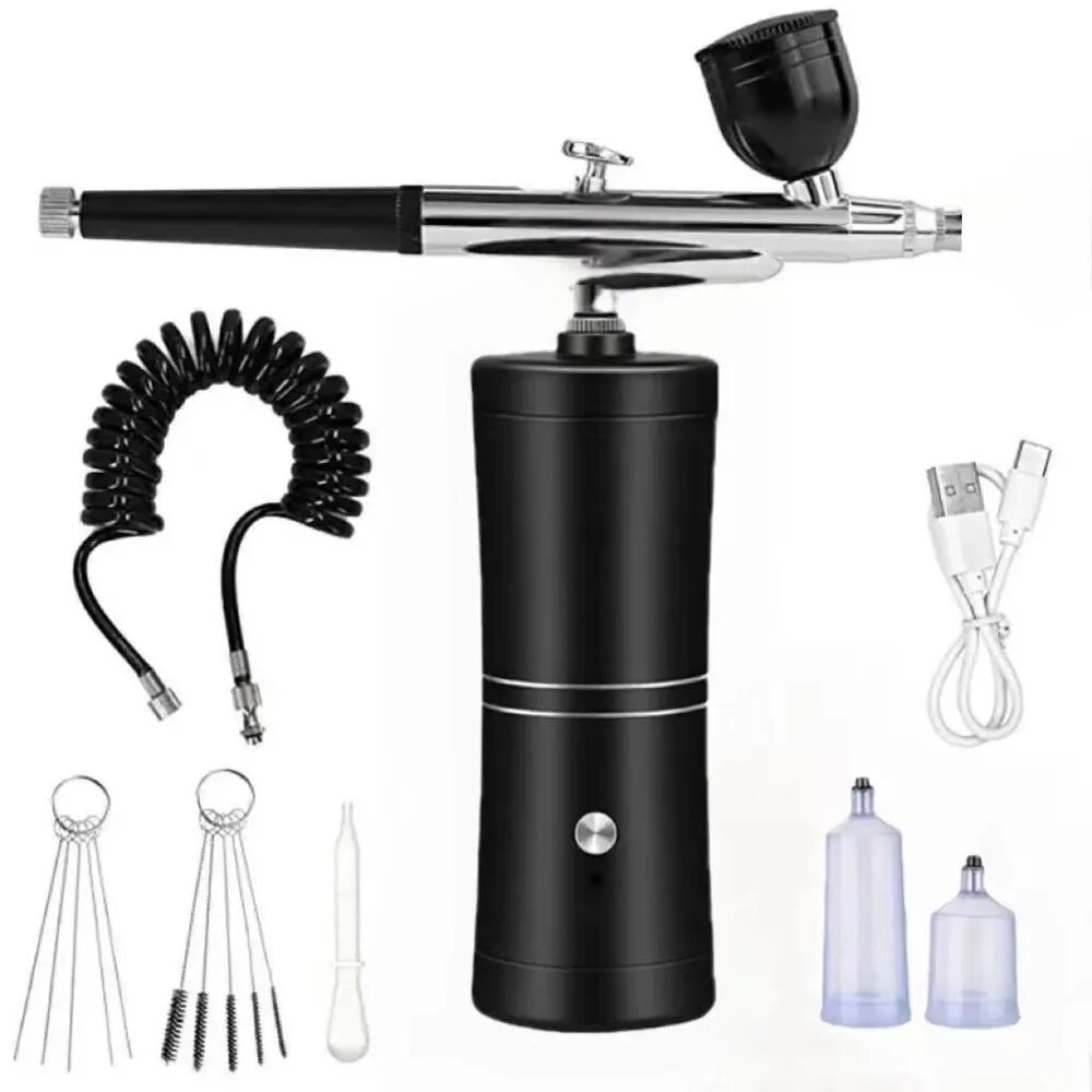 Набор беспроводной аэрограф с аккумулятором и компрессором для творчества / моделизм, украшение тортов, маникюр, косметология и др. сферы
