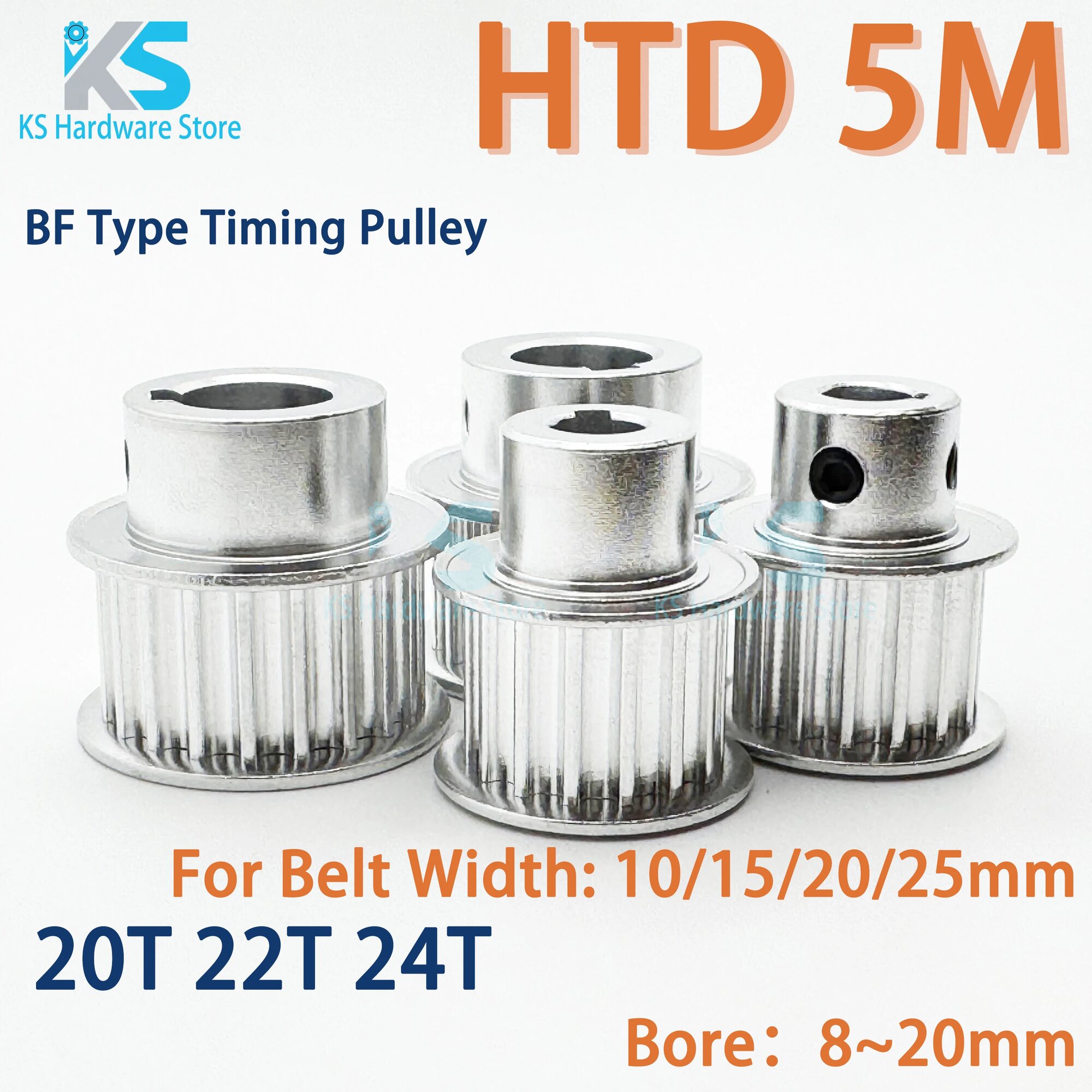 Синхронный ременной шкив HTD 5M (20, 22, 24 зубов) 20teeth 5M, Bore-14mm, For Belt Width 20mm