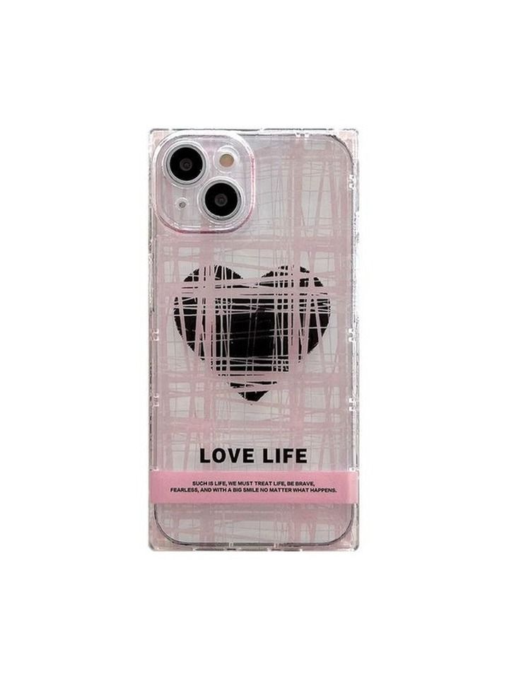 Чехол для iPhone 14 Pro Max 6.7" Квадратный "LOVE LIFE" Силиконовый противоударный