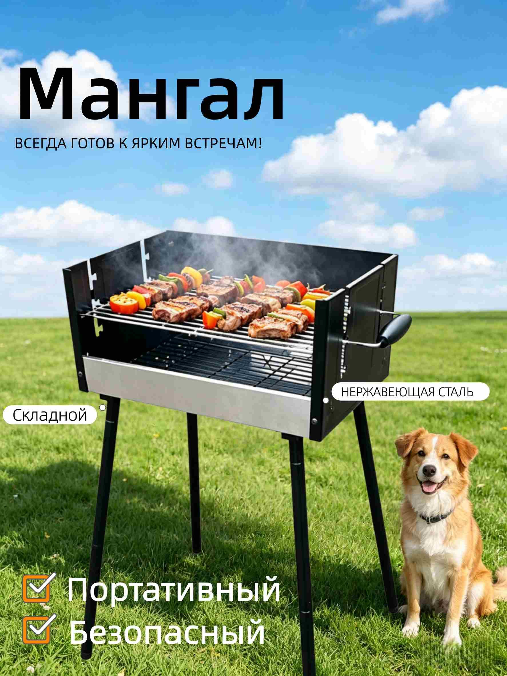 Мангал для дома и дачи с удобной складной конструкцией для комфортного отдыха на природе