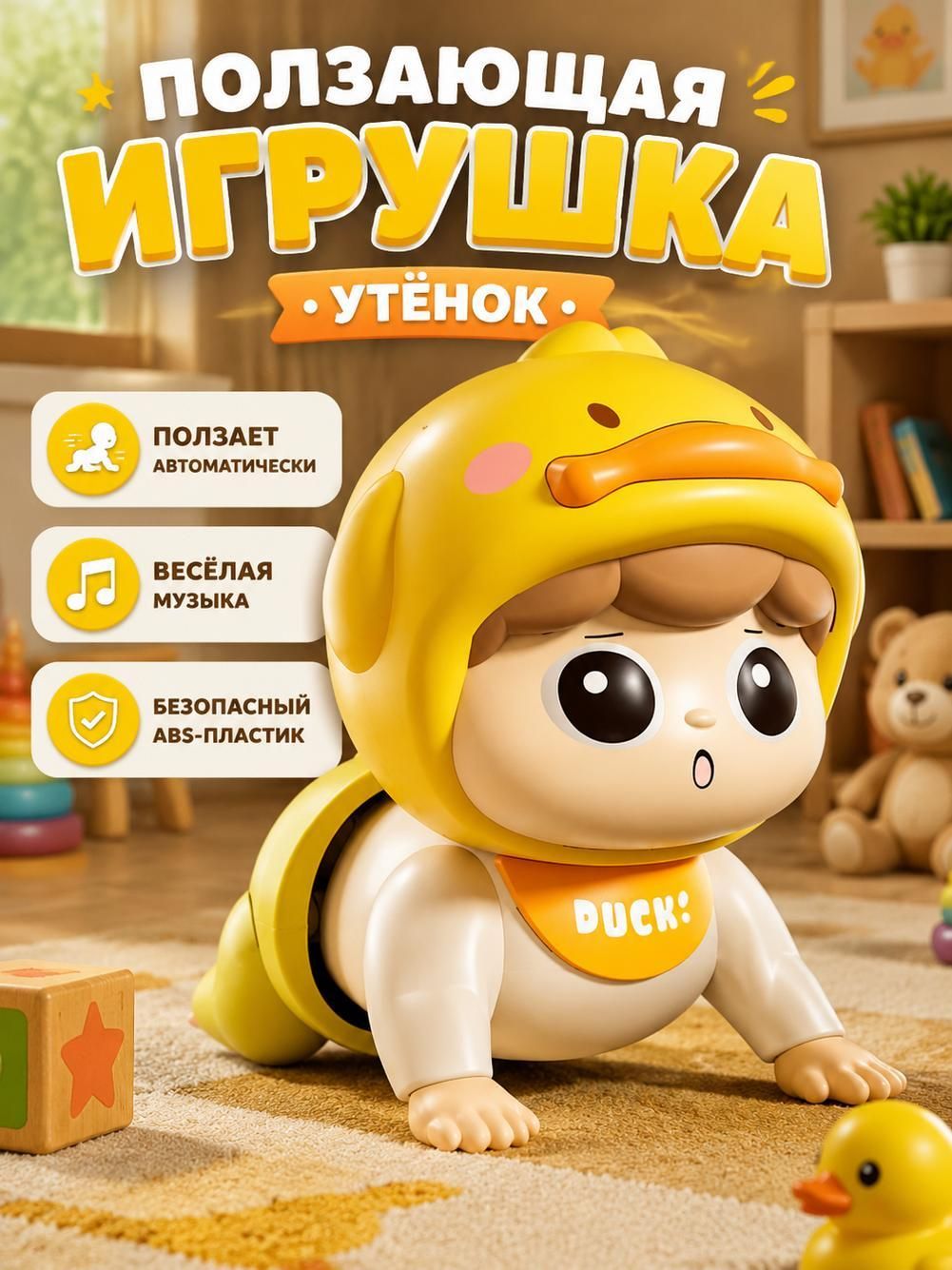 Развивающие игрушки для малышей музыкальная ползающая