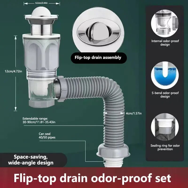 Слив для раковины Flip-top Gray, нержавеющая сталь
