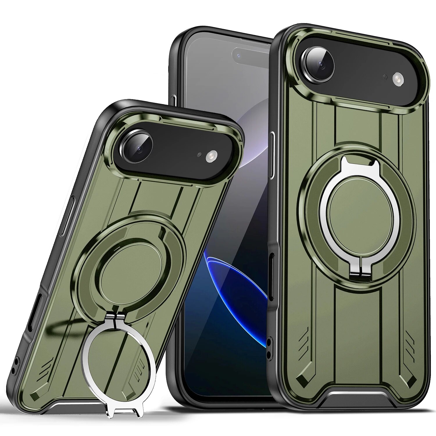 Чехол на iPhone 17 Dark Green с кольцом