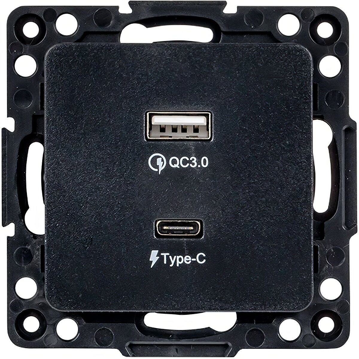 Розетка USB Type-A+C 2 поста EKF Стокгольм/PROxima черный