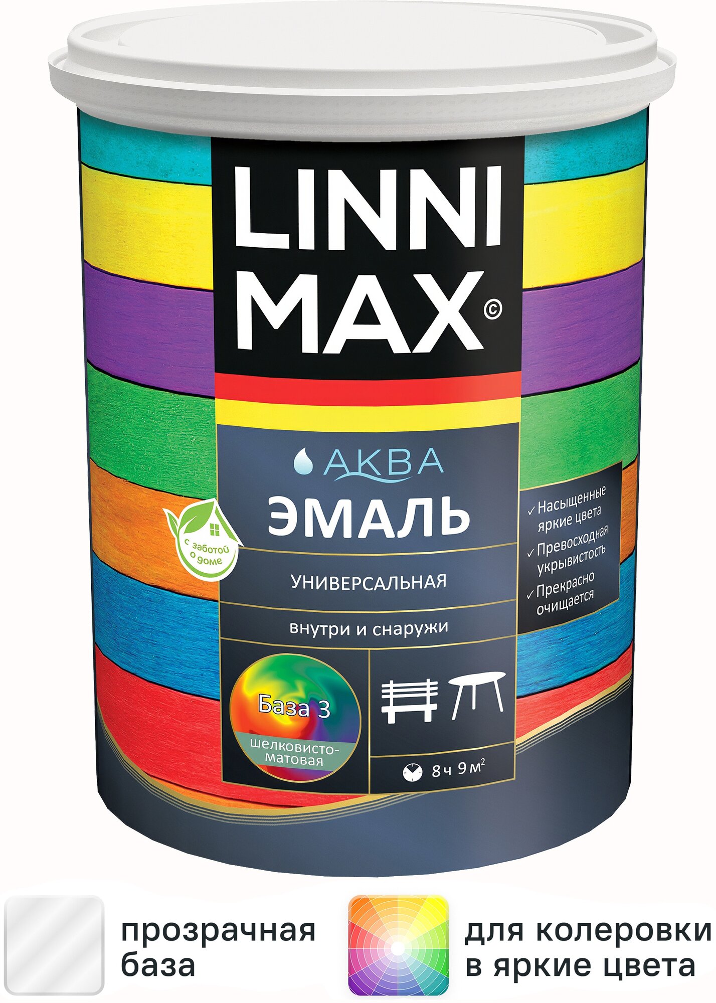 Эмаль Linnimax цвет прозрачный глянцевый база Б3 0.85 л