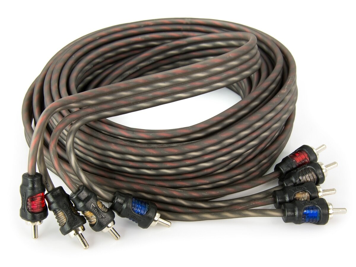 Кабель RCA, 4 канала, 5м, витая пара, Aura RCA-0450