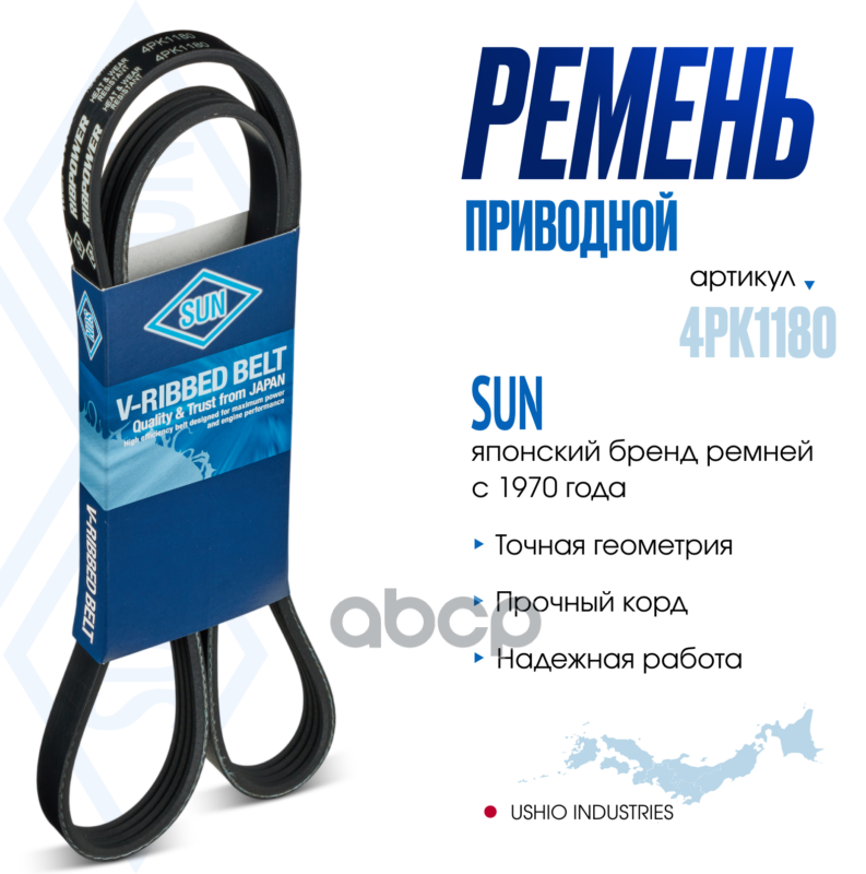 Ремень поликлиновый SUN SUN арт. 4PK1180
