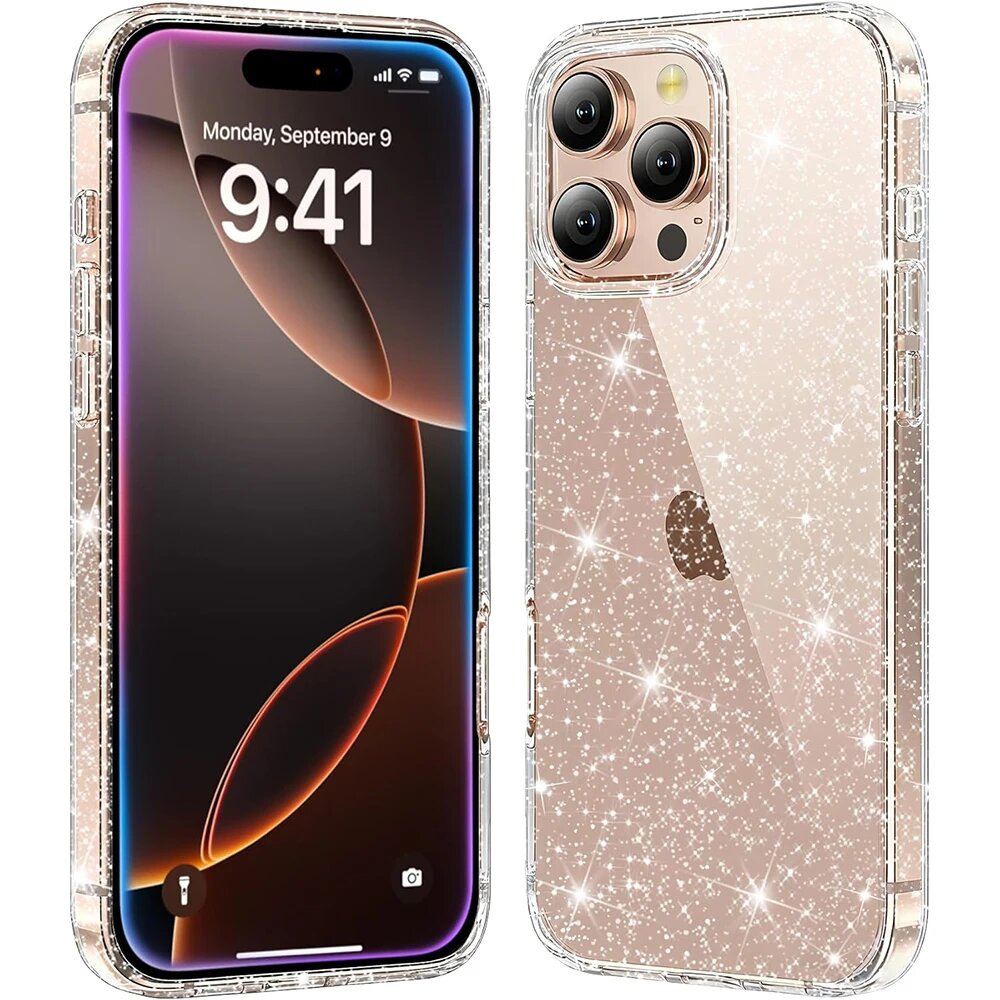 Прозрачный чехол с блестками для iPhone 17 Air, 17E, 16E, 16 Pro Max, 15 Plus, 14, 13 iPhone17e